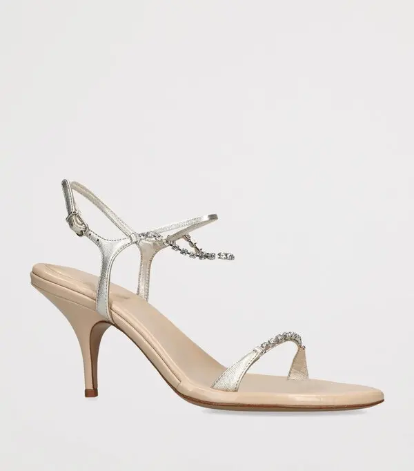 Chloé Metallic Leather Zia Heeled Sandals 80 - Beige