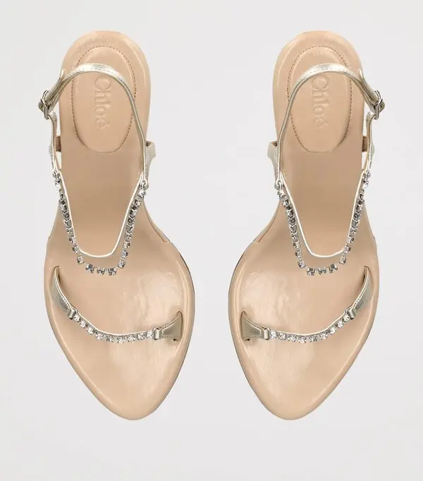 Chloé Metallic Leather Zia Heeled Sandals 80 - Beige