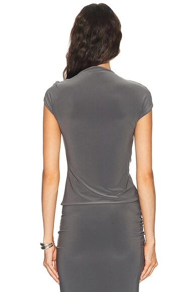 GRACE LING Mock Neck Top With Hardware Accents