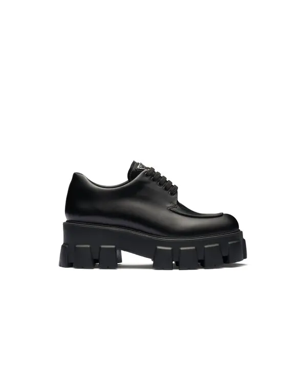 Prada Monolith Brushed Leather Lace-up Shoes