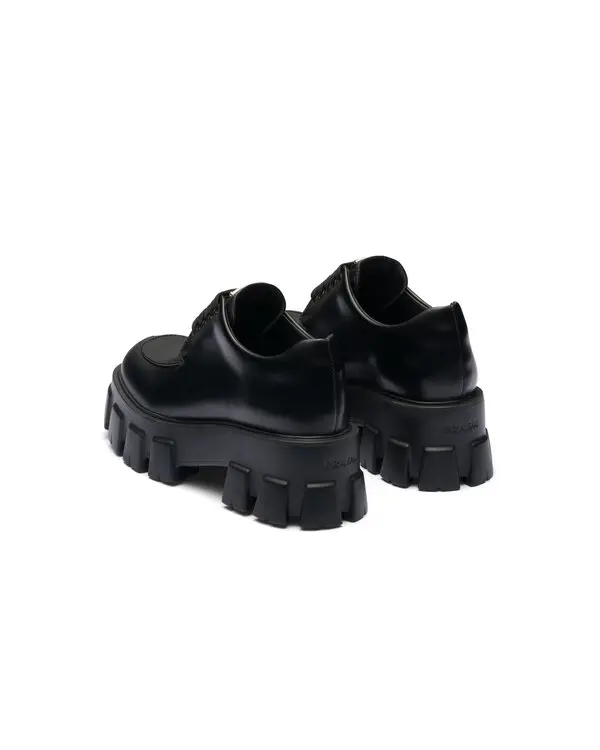 Prada Monolith Brushed Leather Lace-up Shoes