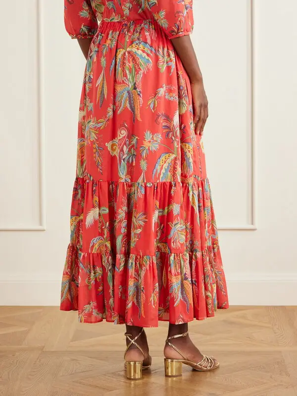 Etro Printed Cotton Tiered Maxi Skirt