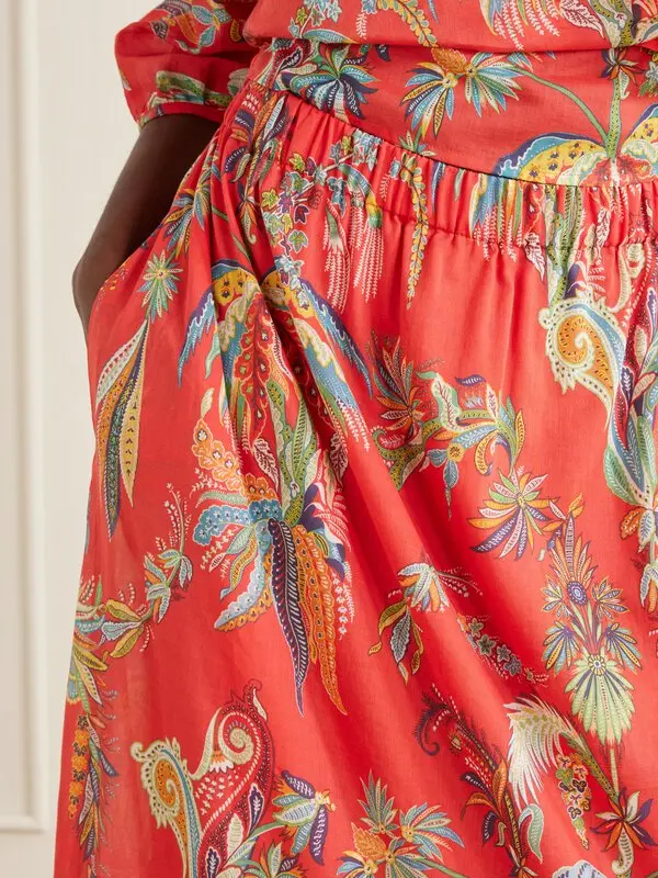 Etro Printed Cotton Tiered Maxi Skirt