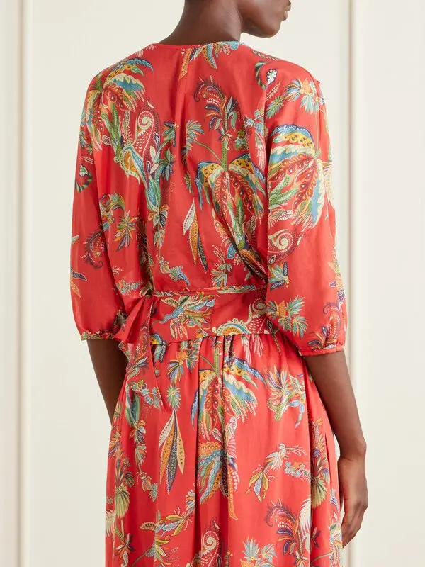Etro Printed Ruffled Cotton Blouse