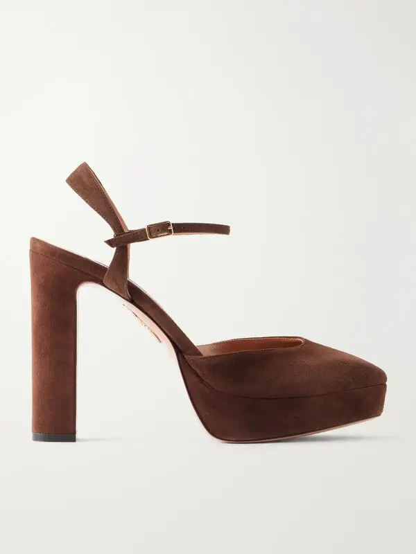 AQUAZZURA Amira 110 Suede Platform Pumps