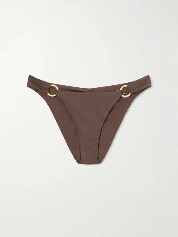 AWAY THAT DAY Sorrento Embellished Recycled Stretch Bikini Briefs - Brown