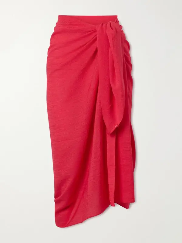 AWAY THAT DAY Gathered Gauze Coverup - Red