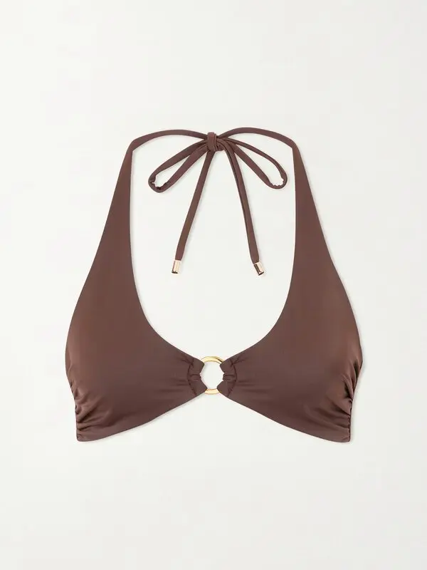 AWAY THAT DAY Sorrento Embellished Bikini Top - Brown