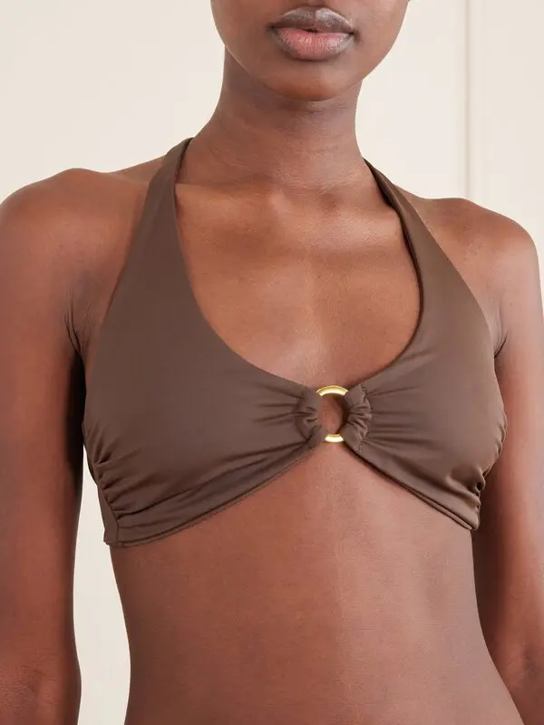 AWAY THAT DAY Sorrento Embellished Bikini Top - Brown