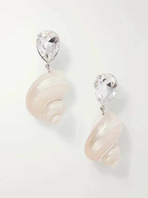 JENNIFER BEHR Lucius Crystal-embellished Shell Drop Earrings - Neutrals