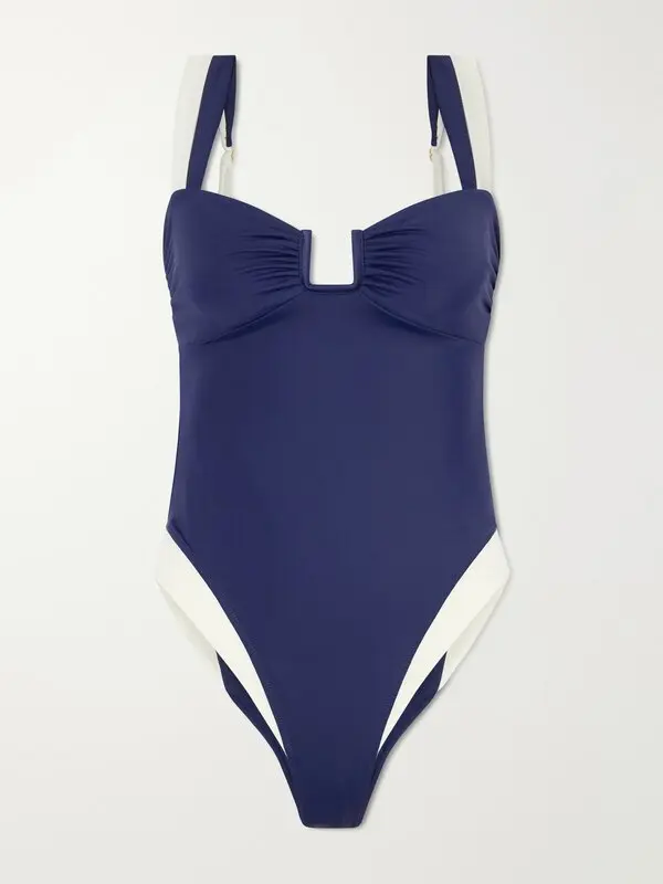 AWAY THAT DAY Cannes Gathered Recycled Stretch Swimsuit - Blue
