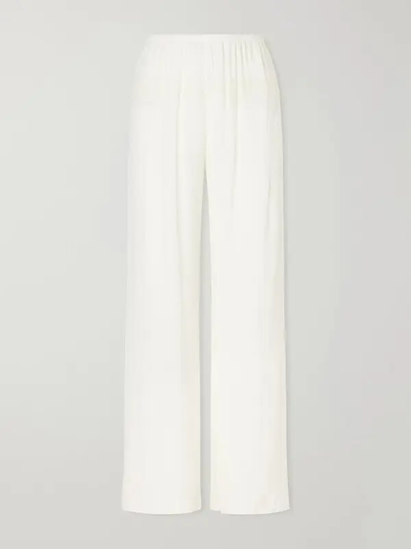 AWAY THAT DAY St. Barts Gathered Crepon Wide-leg Pants - Neutrals