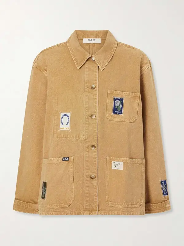 Sea Winslow Patch-detailed Denim Jacket - Brown
