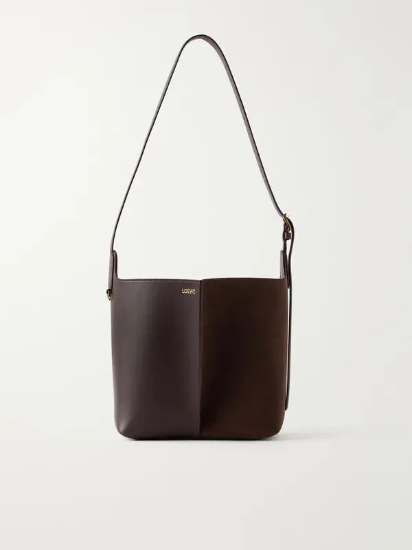 Loewe Bilbao Suede And Leather Tote - Brown