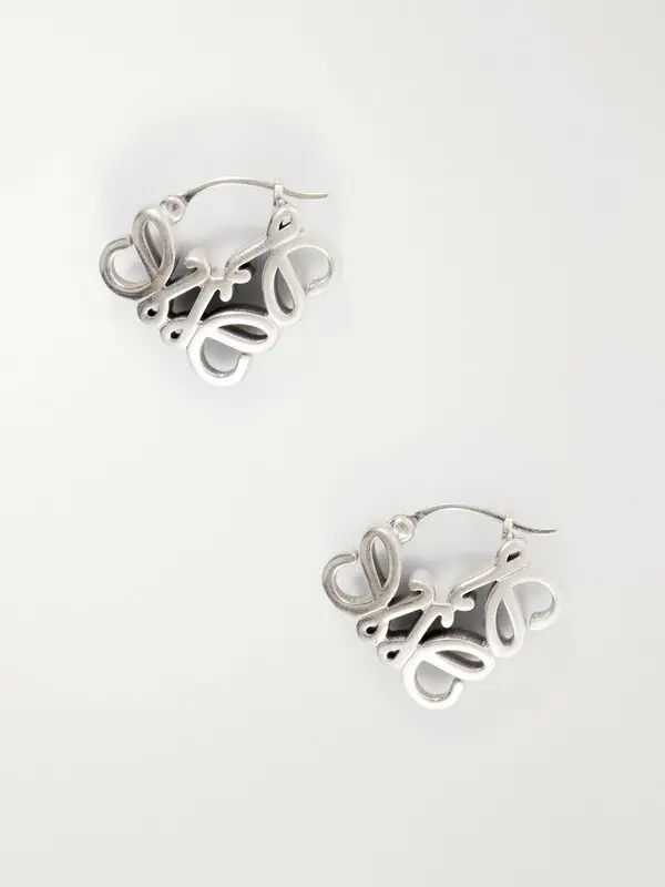 Loewe Anagram Bombé Sterling Hoop Earrings - Silver