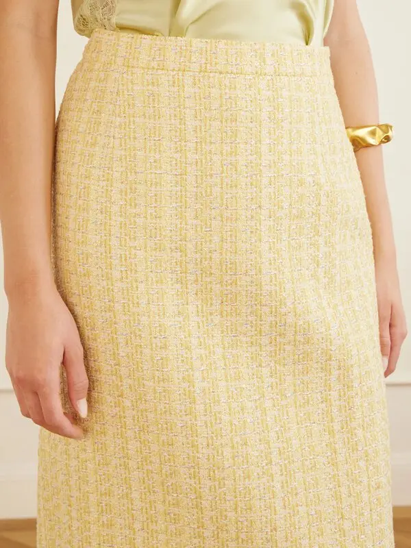Alessandra Rich Tweed Midi Skirt
