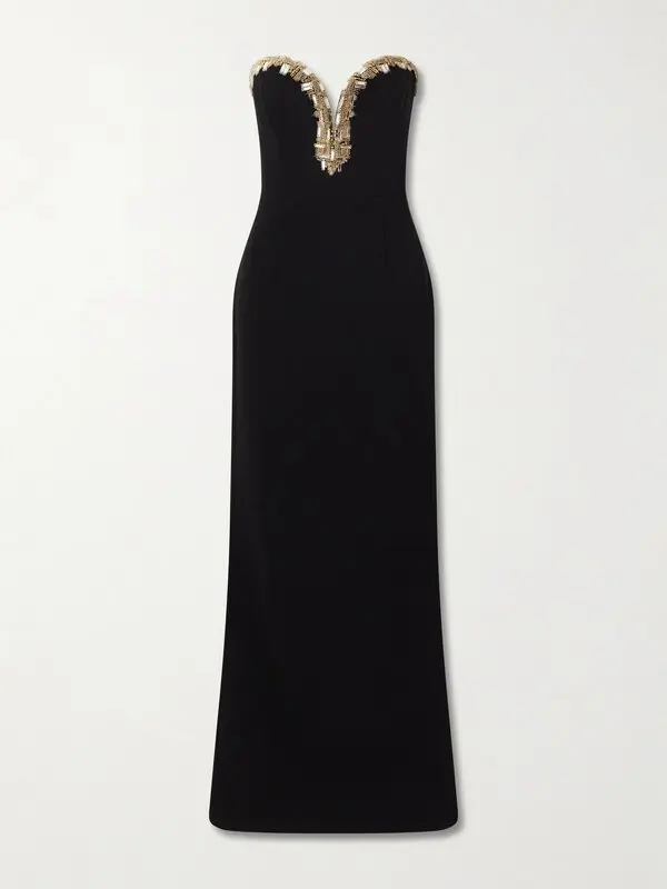 Rebecca Vallance Alexandrite Embellished Strapless Cady Gown - Black