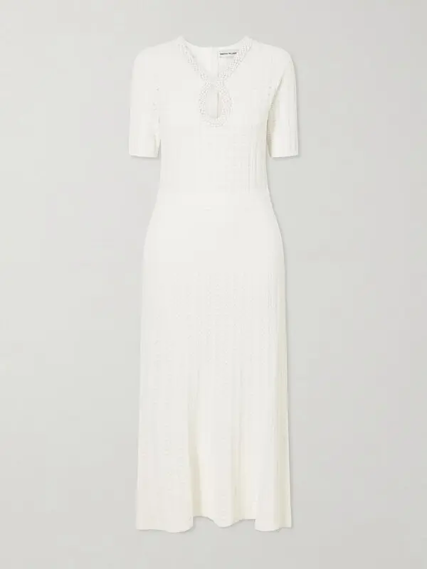 Rebecca Vallance Embellished Crochet-knit Midi Dress - Neutrals