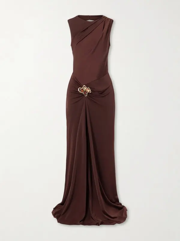 Rebecca Vallance Hazine Ruched Embellished Gown