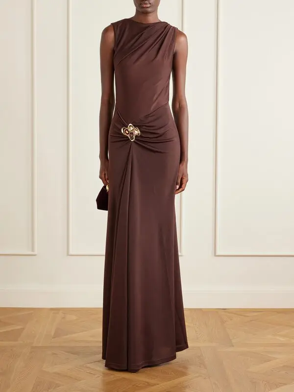 Rebecca Vallance Hazine Ruched Embellished Gown