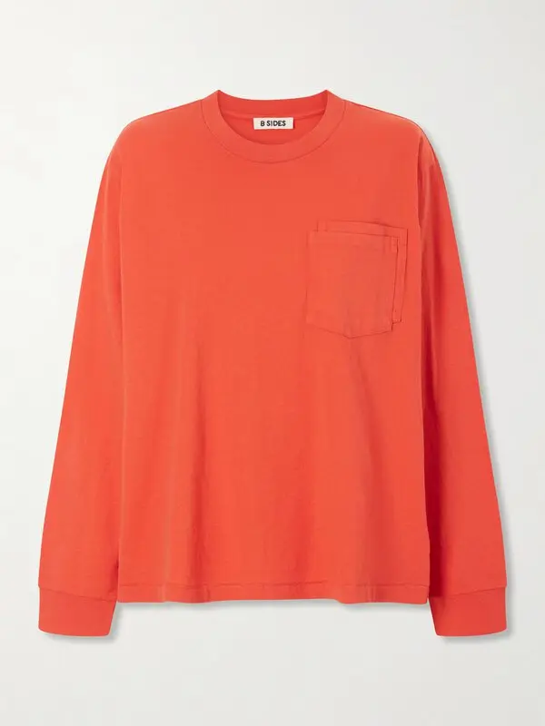 B Sides Double Pocket Detail Long Sleeve Cotton T-shirt