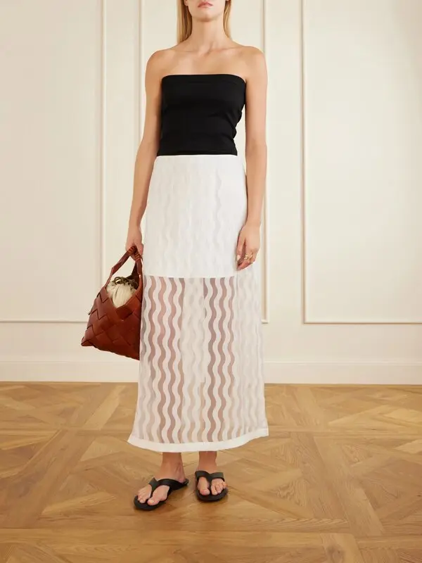 LA LIGNE Alexi Striped Georgette Maxi Skirt