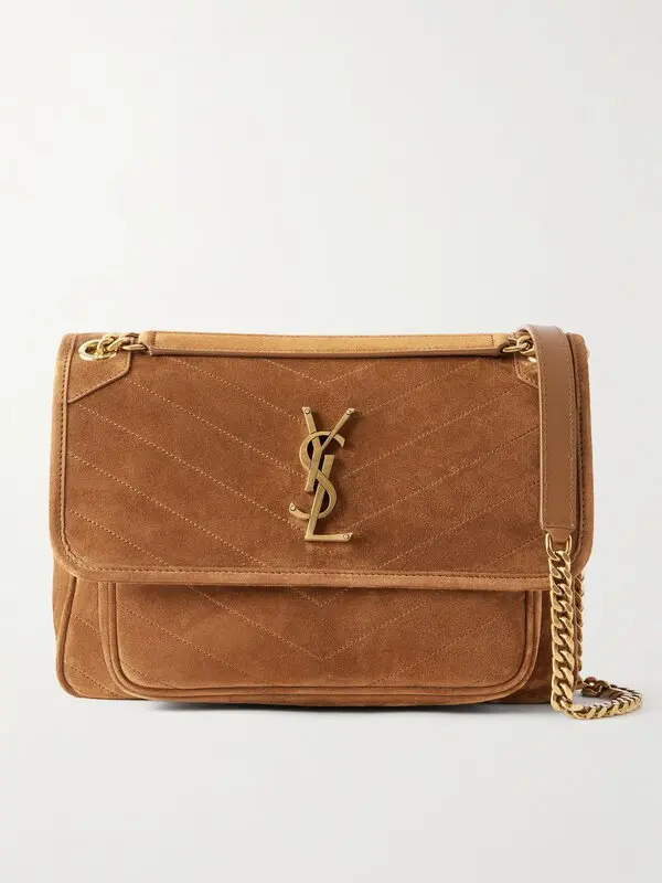 Saint Laurent Niki Suede Shoulder Bag - Brown