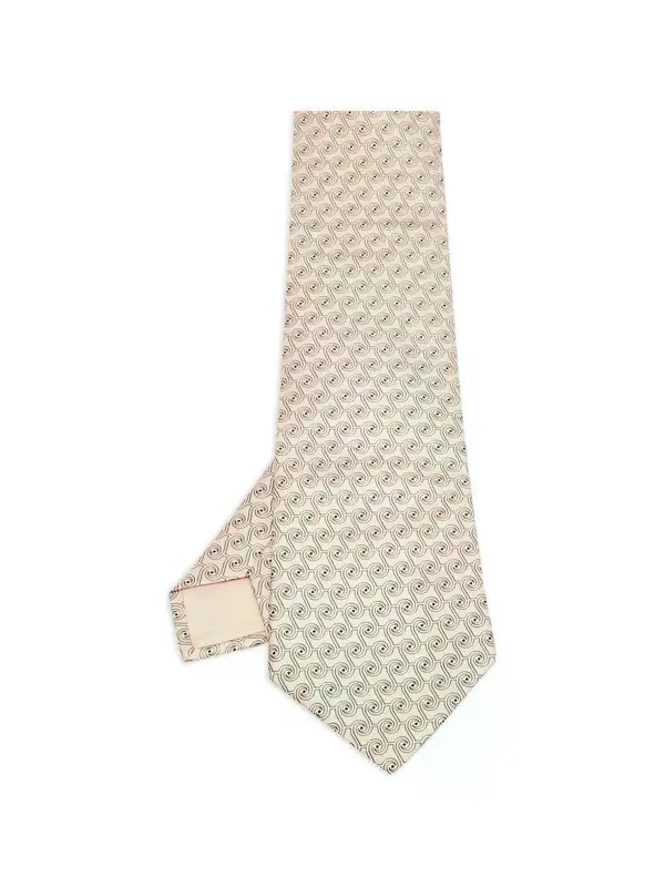 Hermès Silk Geometric Spiral Neck Tie - Pink