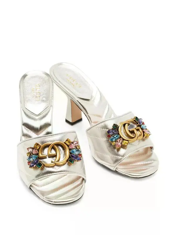 Gucci Gg Marmont Quilted Crystal-embellished Heeled Sandals