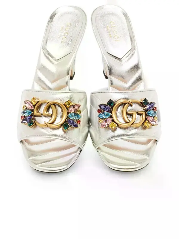 Gucci Gg Marmont Quilted Crystal-embellished Heeled Sandals