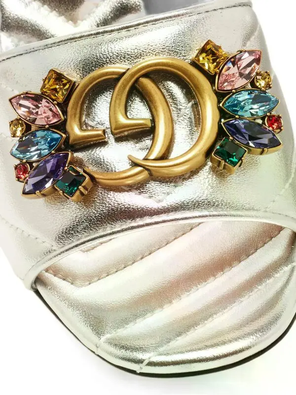 Gucci Gg Marmont Quilted Crystal-embellished Heeled Sandals