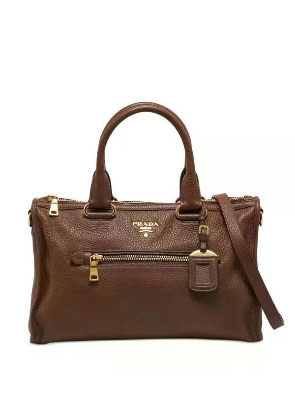 Prada Vitello Daino Bauletto Tote Bag - Brown