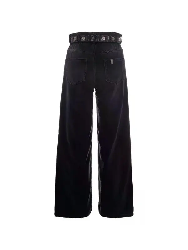 Liu Jo Belted Waist Wide-leg Jeans - Black