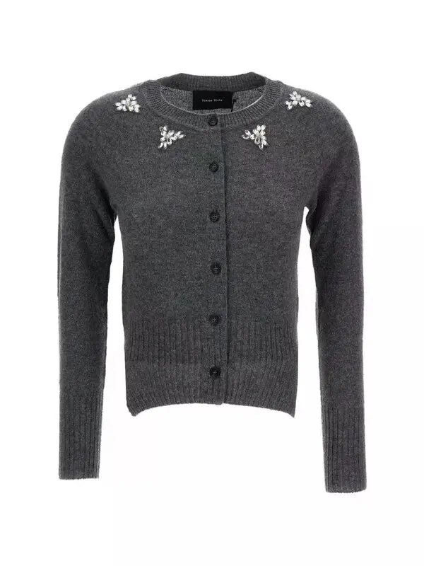 Simone Rocha Faux-pearl And Crystal Embellished Cardigan - Grey