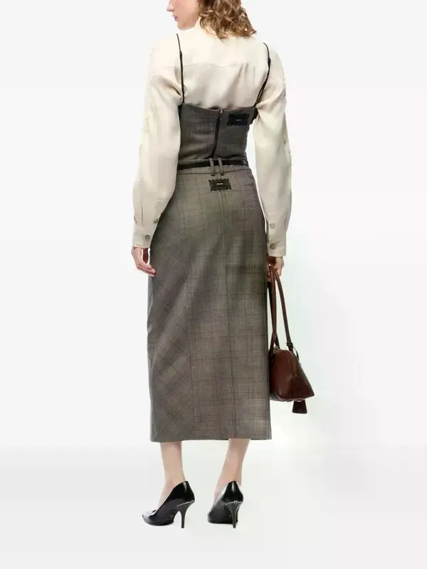 Pinko Midi Skirt With Prince Of Wales Check And Front Slit