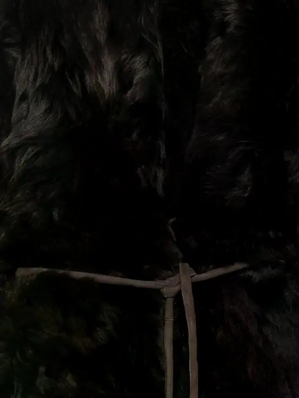 BLANCHA Belted Shearling Coat - Brown