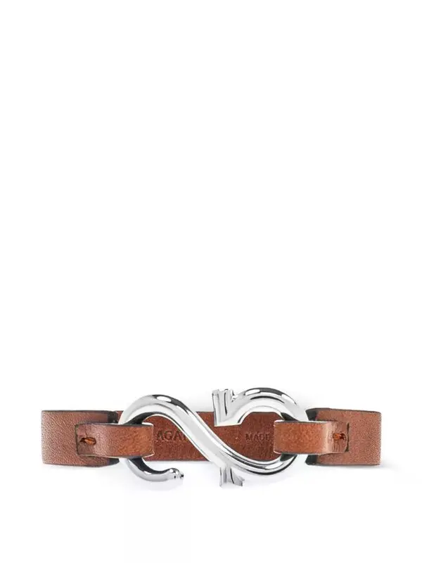 FERRAGAMO Gancini Calf Leather Bracelet - Silver