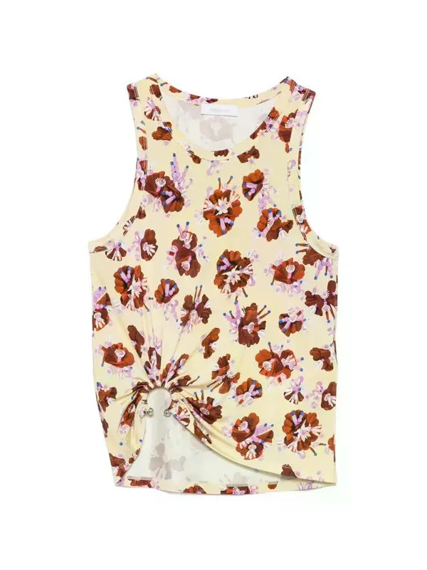 Rabanne Floral Pattern Ring Detail Top - Neutrals