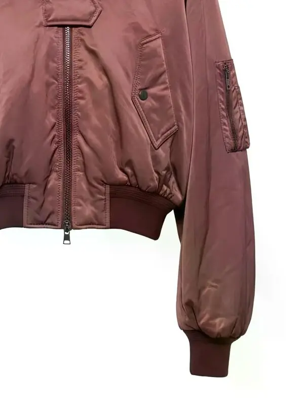 Chloé Ribbed-trim Zip-up Bomber Jacket - Brown