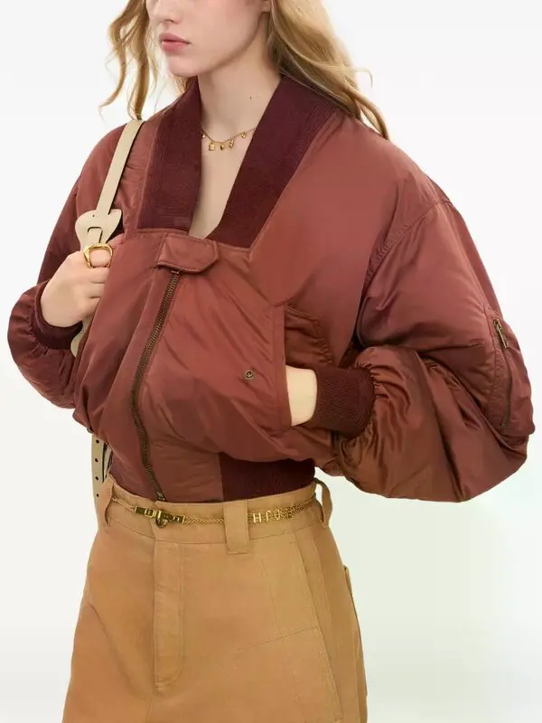 Chloé Ribbed-trim Zip-up Bomber Jacket