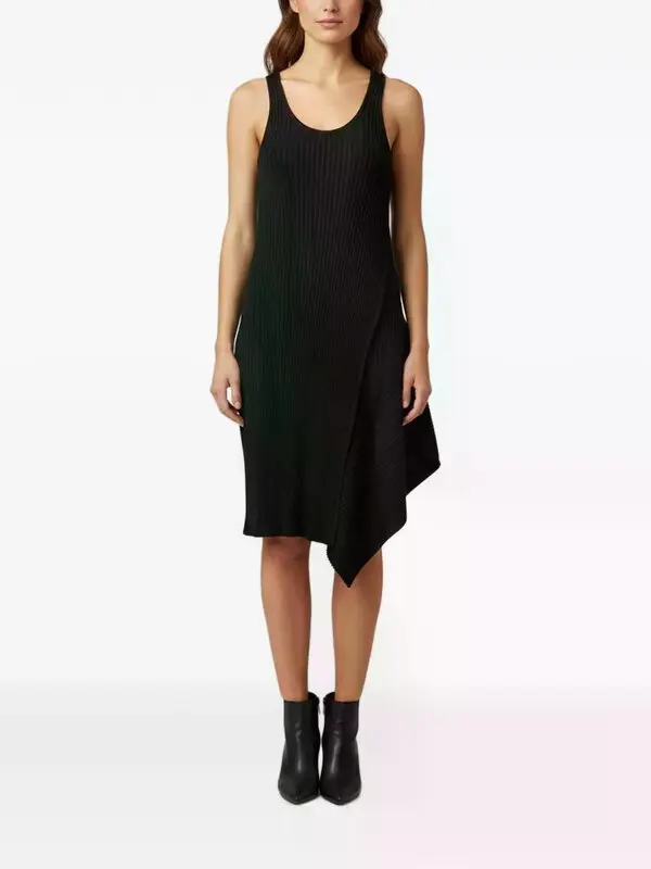 Stella McCartney Rib Knit Asymmetric Midi Dress - Black