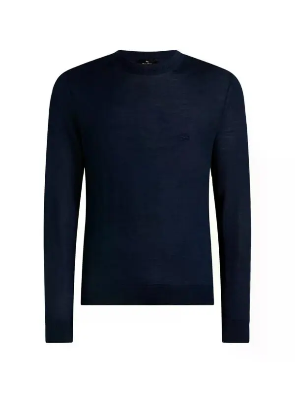 Etro Wool And Silk Sweater With Pegaso Embroidery - Blue