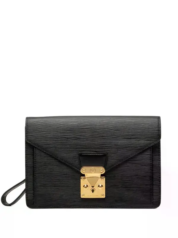 LOUIS VUITTON 2003 Epi Pochette Sellier Dragonne Clutch Bag - Black