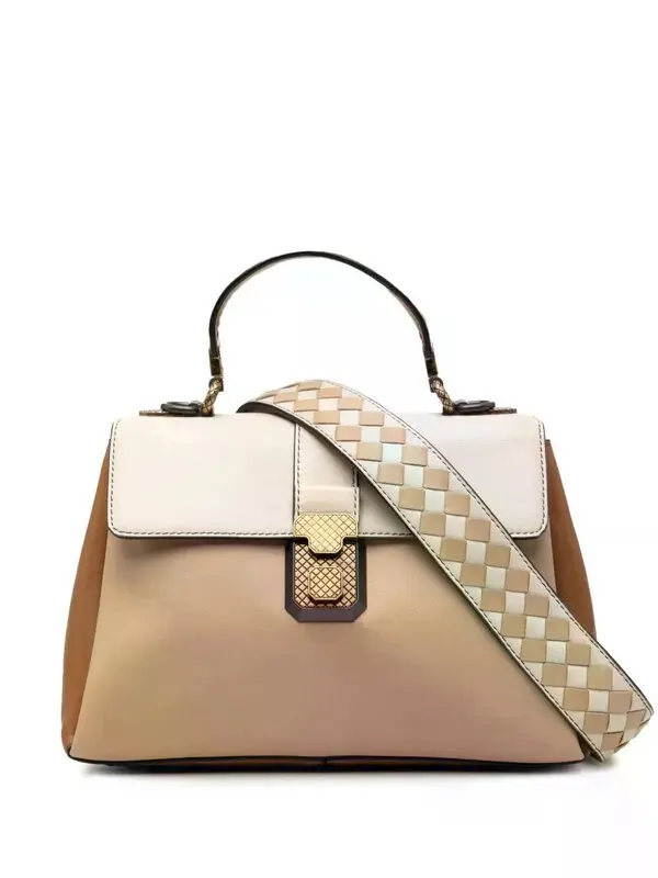 Bottega Veneta Small Tricolor Nappa Piazza Top Handle Satchel - Neutrals