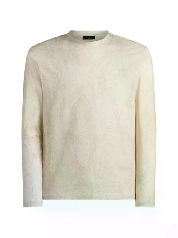 Etro Cotton Jersey Sweater With Paisley Motif And Embroidered Logo