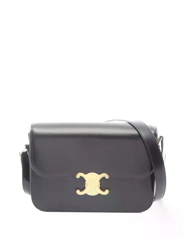 Celine Classique Triomphe Crossbody Bag In Shiny Calfskin - Black