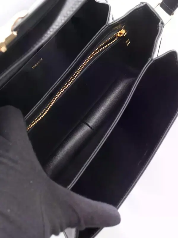 Celine Classique Triomphe Crossbody Bag In Shiny Calfskin - Black