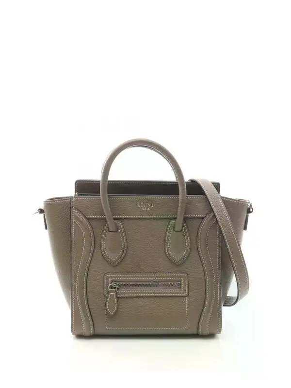 Celine 2000-2026 Nano Leather Luggage Tote Satchel - Neutrals
