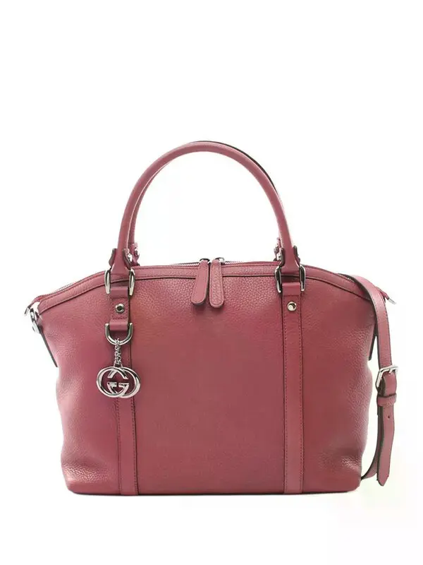 Gucci Calfskin Gg Charm Dome Satchel - Red