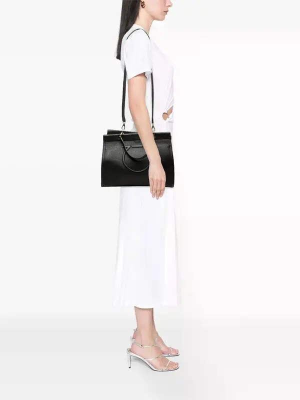FERRAGAMO Grained Calfskin Satchel - Black